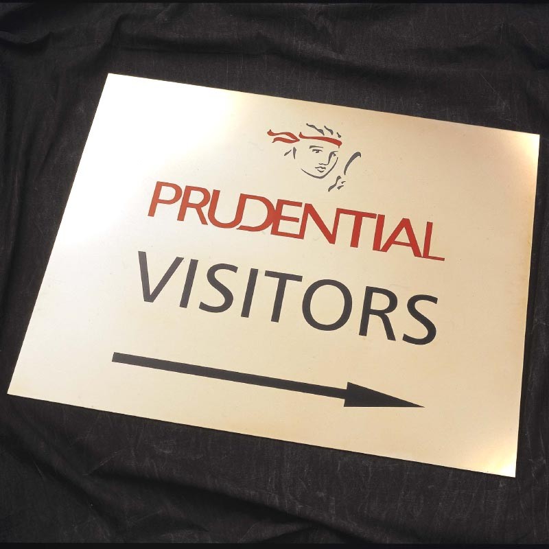 1200mm x 1200mm brass sign for Prudential, central London