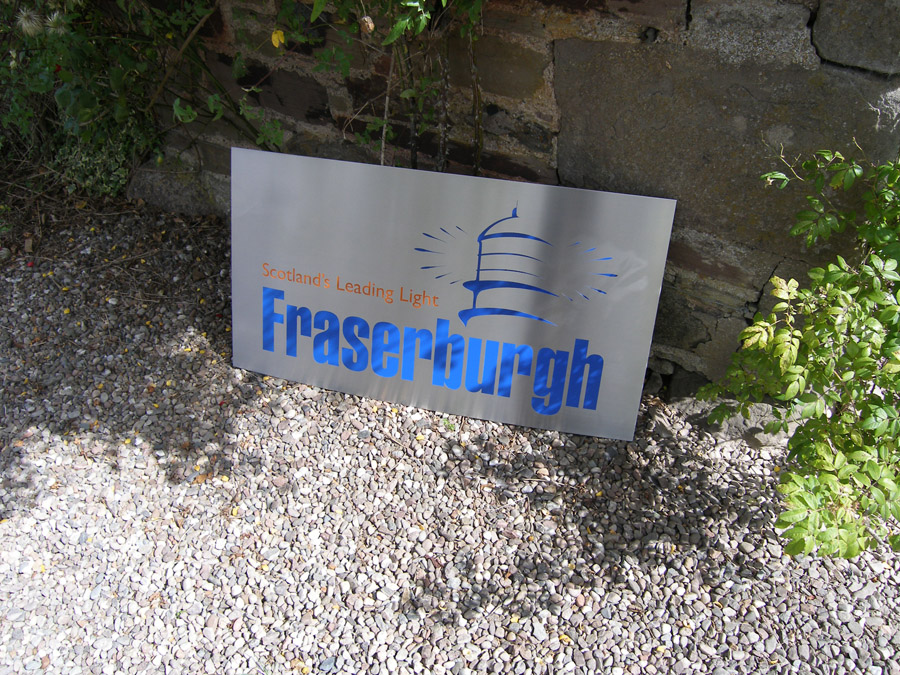 Stainless steel business sign