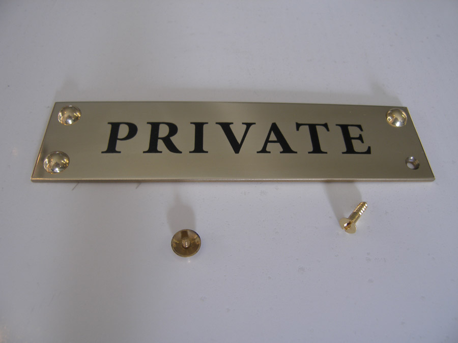Brass private sign